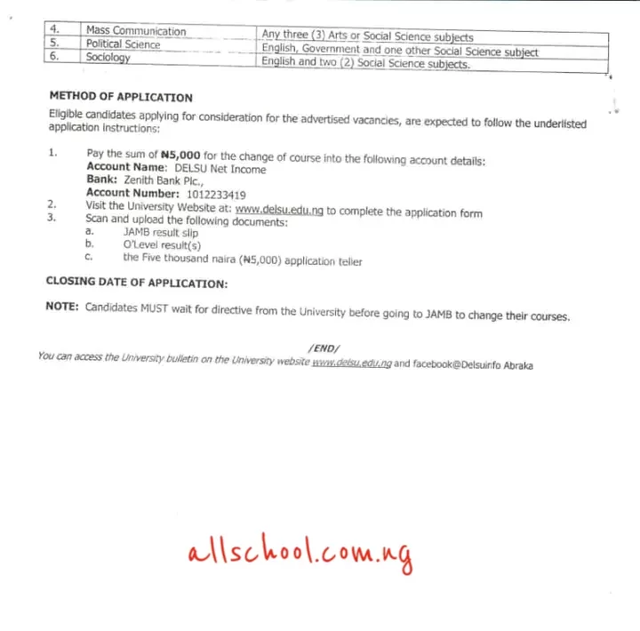 DELSU Change of Course Form 2025/2026 [UPDATED]
