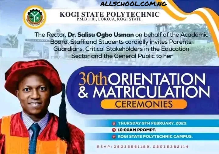 Kogi Poly Matriculation Ceremony Date for 2022/2023 Session