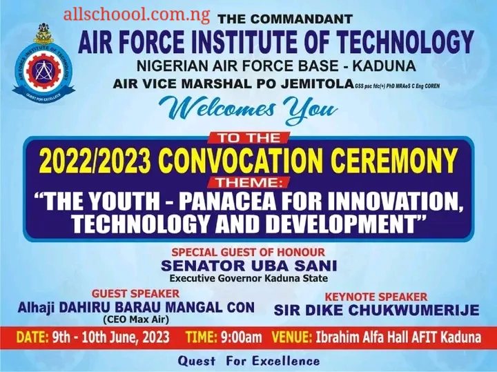 AFIT Announces 2022/2023 Convocation Ceremony